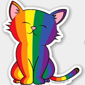 Lgbtq Rainbow Pride Kitty Sticker Lgbtq Flag Pride Sticker Decal