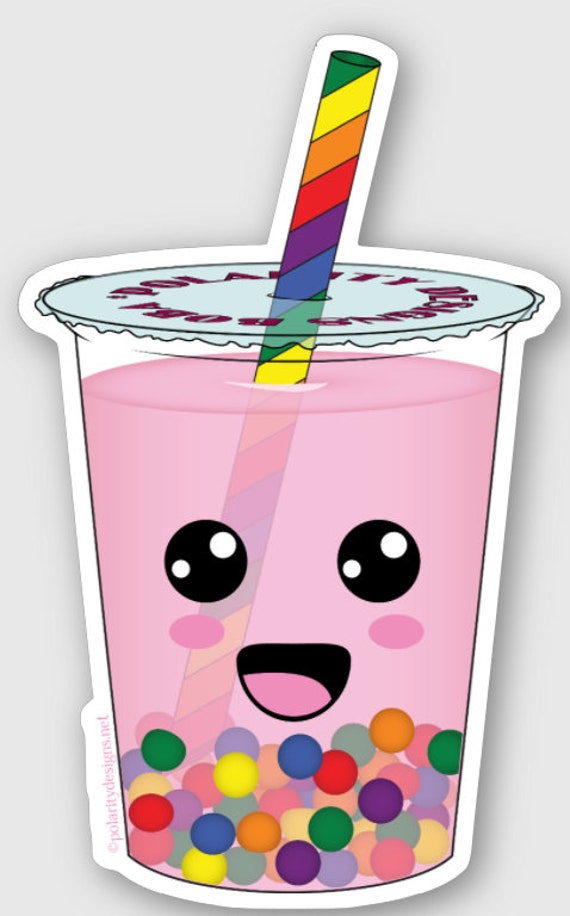 LGBTQ Rainbow Pride Boba Tea Sticker LGBTQ Flag Pride | Etsy
