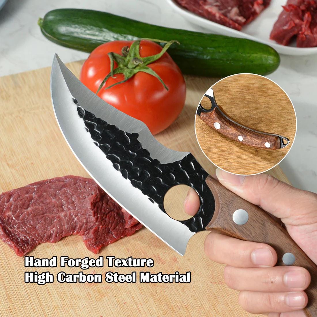 Knife for Meat Cutting, 6 Inch Meat Cleaver Boning Knife, High Carbon ...