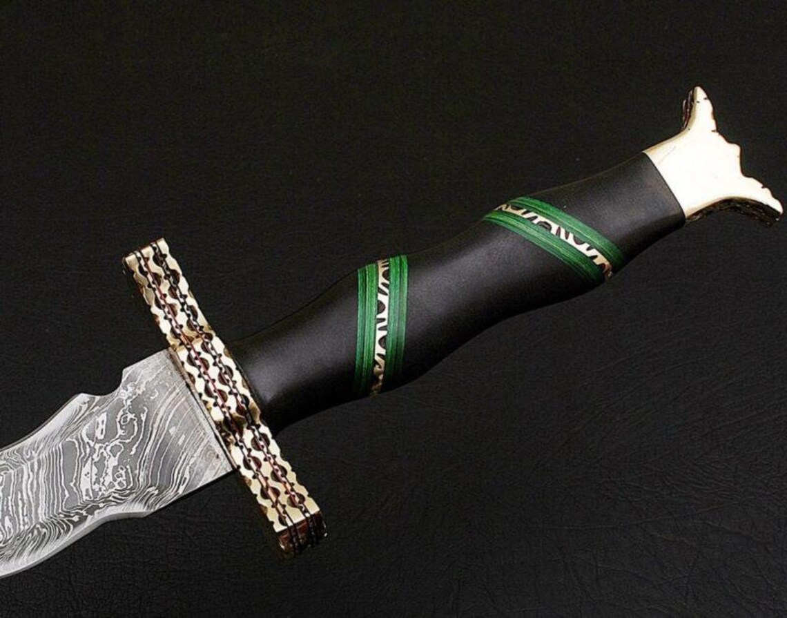 Hand-forged Damascus Steel Wavy Blade Sword With Custom Leather Sheath ...