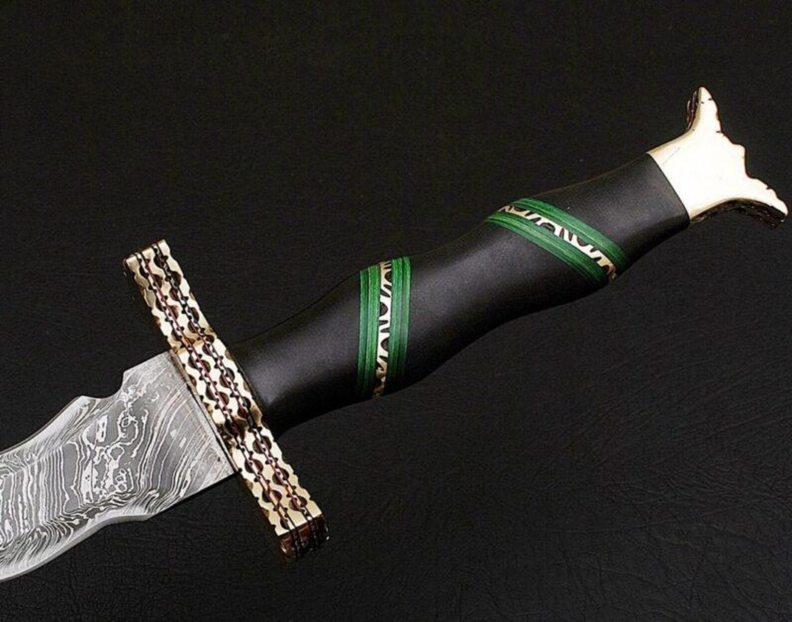 Hand-forged Damascus Steel Wavy Blade Sword With Custom Leather Sheath ...