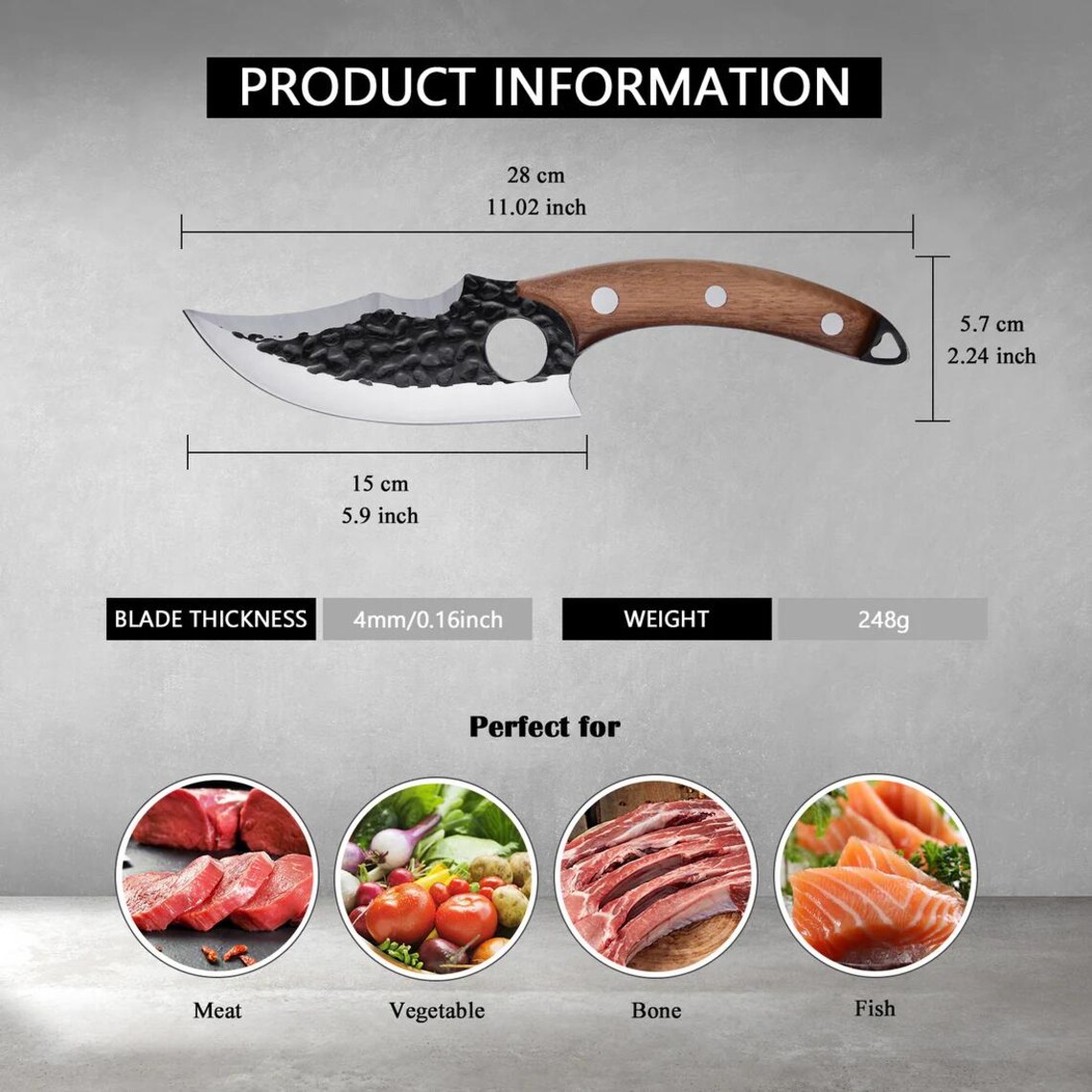 Knife for Meat Cutting, 6 Inch Meat Cleaver Boning Knife, High Carbon ...