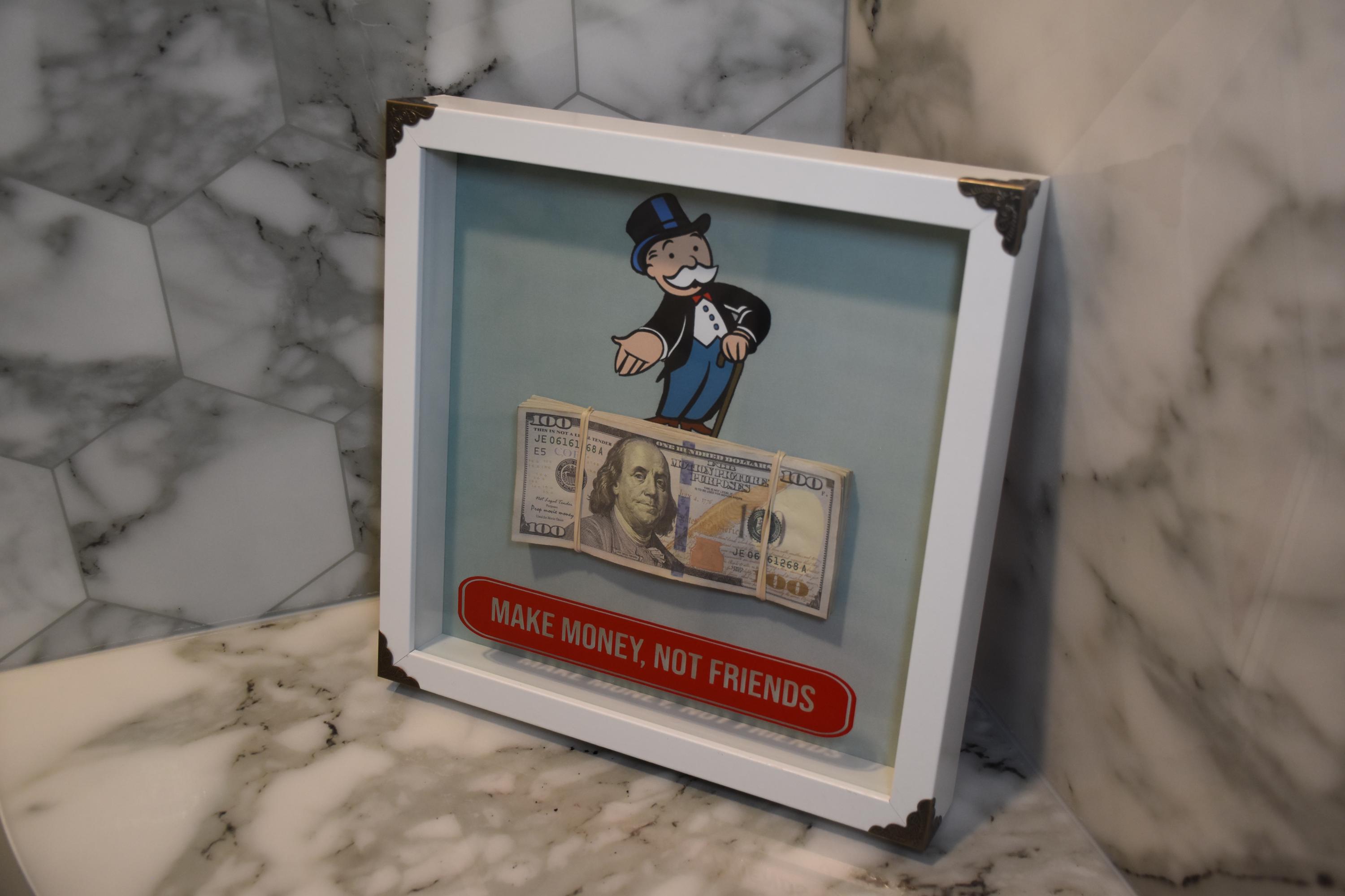 Monopoly 3D Art Canvas - Realistic Prop Money Wall Art, 3D Cool Funny ...