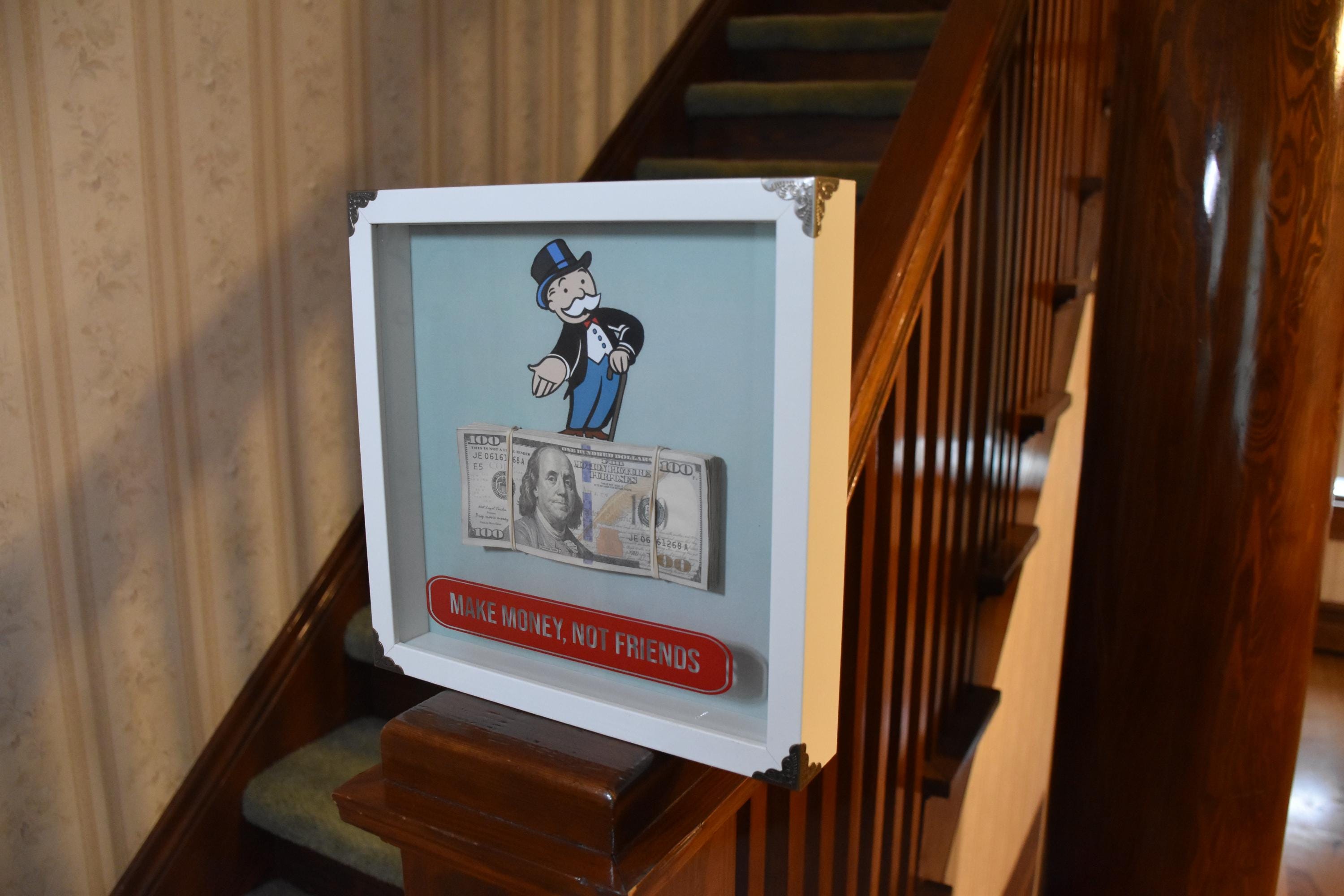 Monopoly 3D Art Canvas - Realistic Prop Money Wall Art, 3D Cool Funny ...