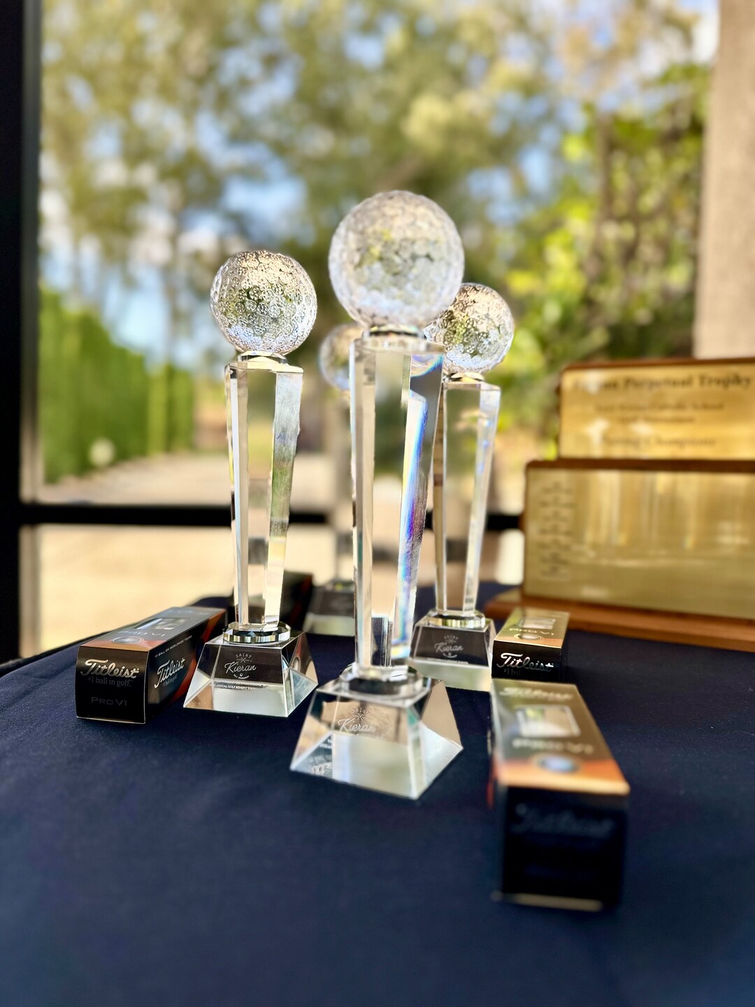 Tall Custom Sports Crystal Trophy Award Basketball Football Baseball ...