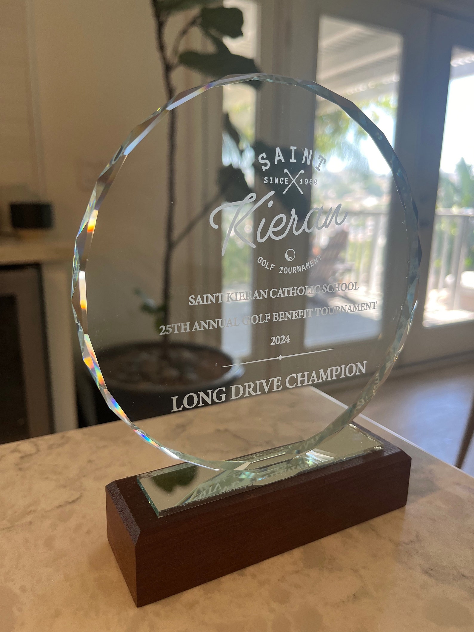 Custom Crystal and Wood Trophy Award With Free Engraving and Logo ...