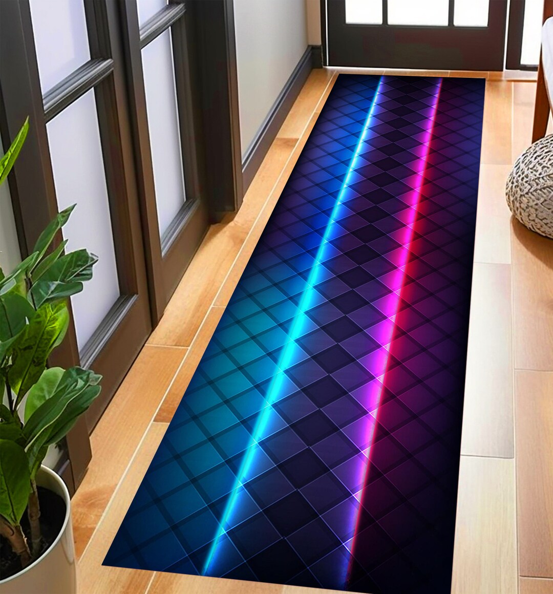 Runner Neon Rug,neon Rugs,purple Pink Blue Neon Rug,area Rug,for Living ...