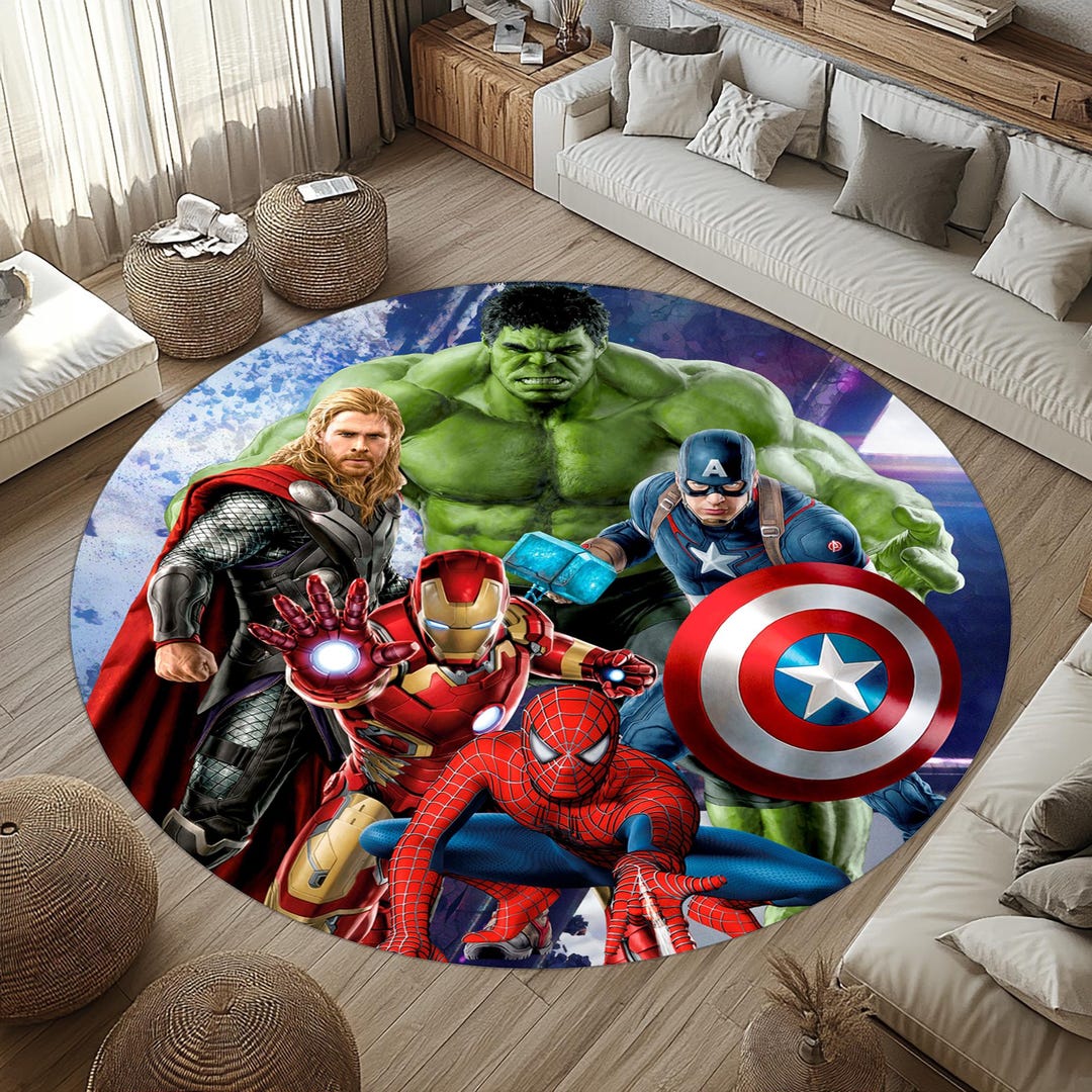 Superhero Rug,round Rugsuperhero,superhero Round Rug,superhero Pattern ...