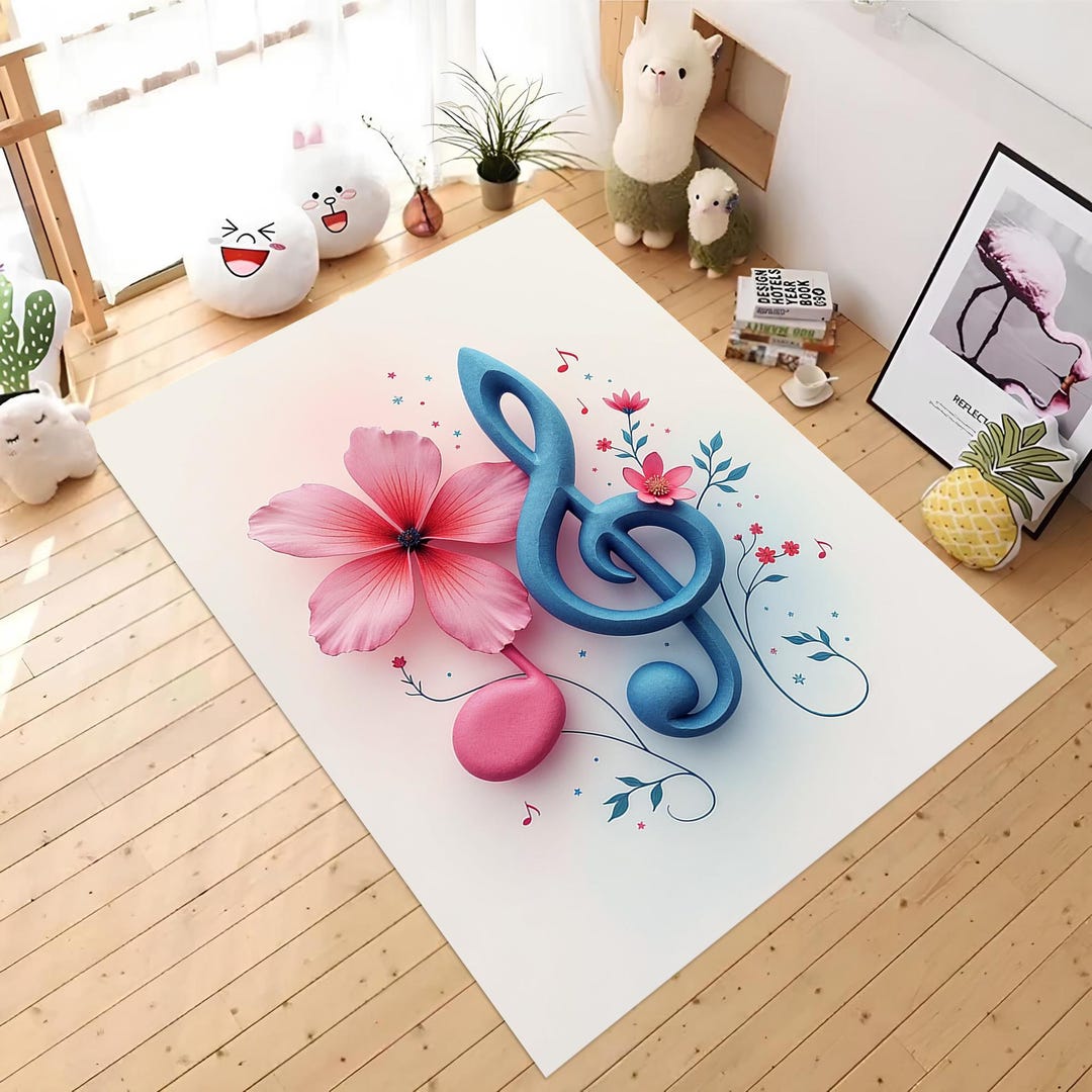 Note Rug,music Rug,custom Rug,black Red Rug,fantastic Rug,home Decor ...