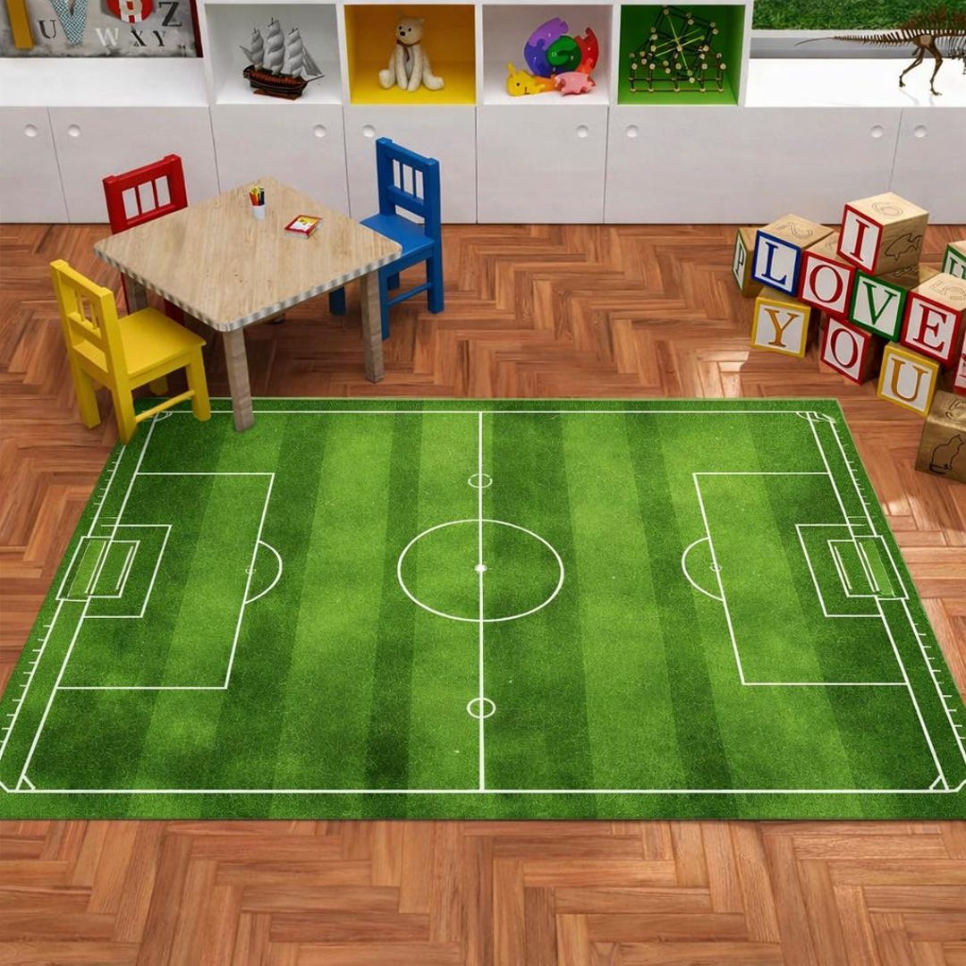 Kids Soccer Field Play Rug, Green Sports Carpet - Etsy