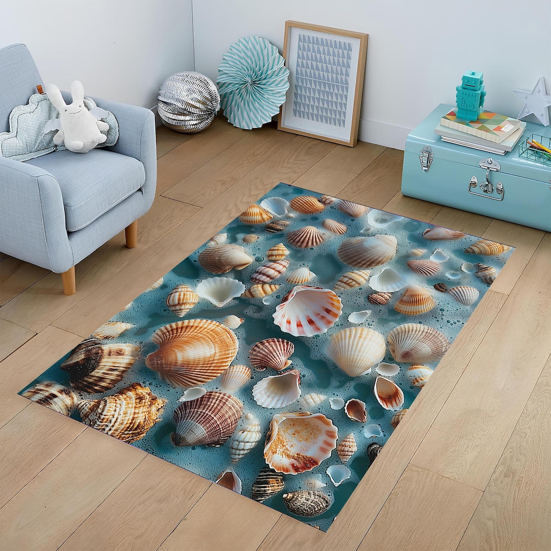 Beach Art Rug,sea Shells Rug,beach Picture Rug,beach Rug,beach for ...