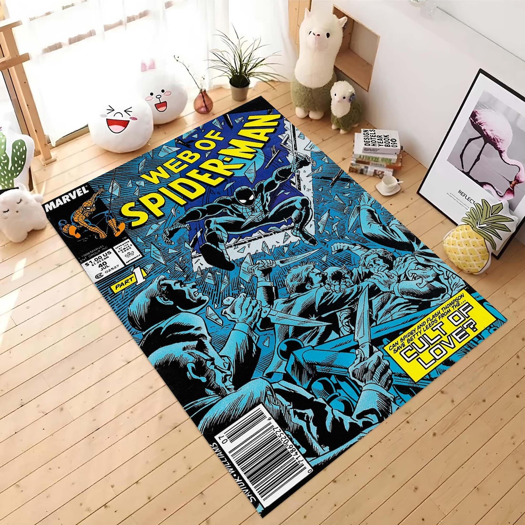 Spider Man Cover, Spider Man Rug, Spiderman Comic Rug, Web of Spider ...