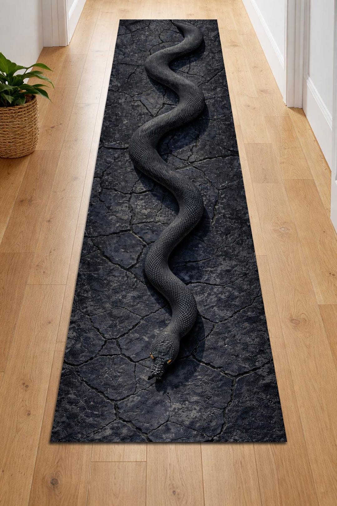 Black Snake Runner Rug, Gothic Serpent Carpet, Edgy Hallway Decor - Etsy