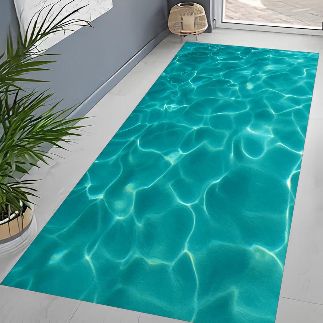 Aqua Pool Water Rug: Turquoise Print Carpet Runner - Etsy