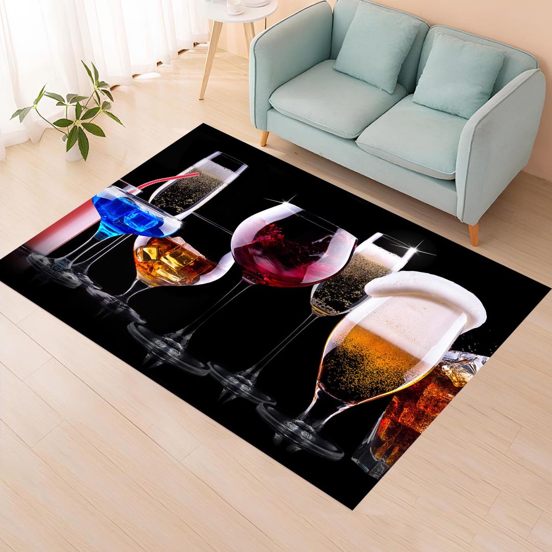 Cocktail Rug,modern Rug,3d Art Rug,vodka Rug, Wine Rug,home Decor Rug ...