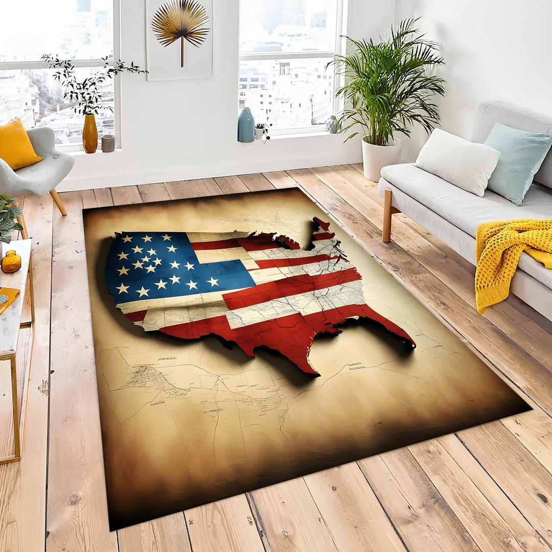 America Flag Map Rug,united States Map Rug,educational Map Rug, America ...