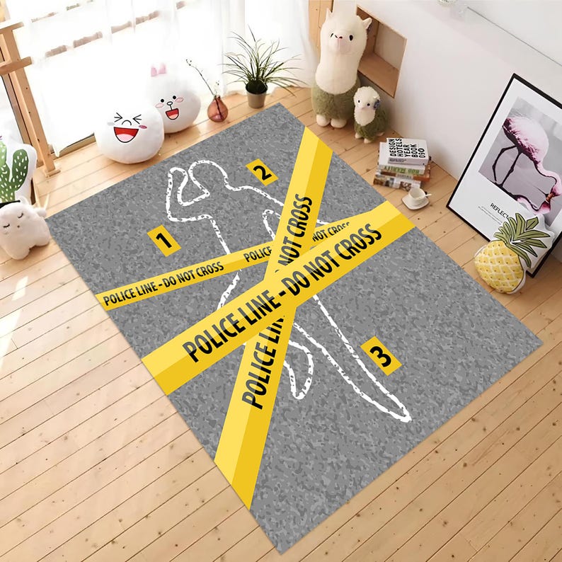 Crime Scene Rug, Police Line Rug, Do Not Cross Rug, Police Line Decor ...