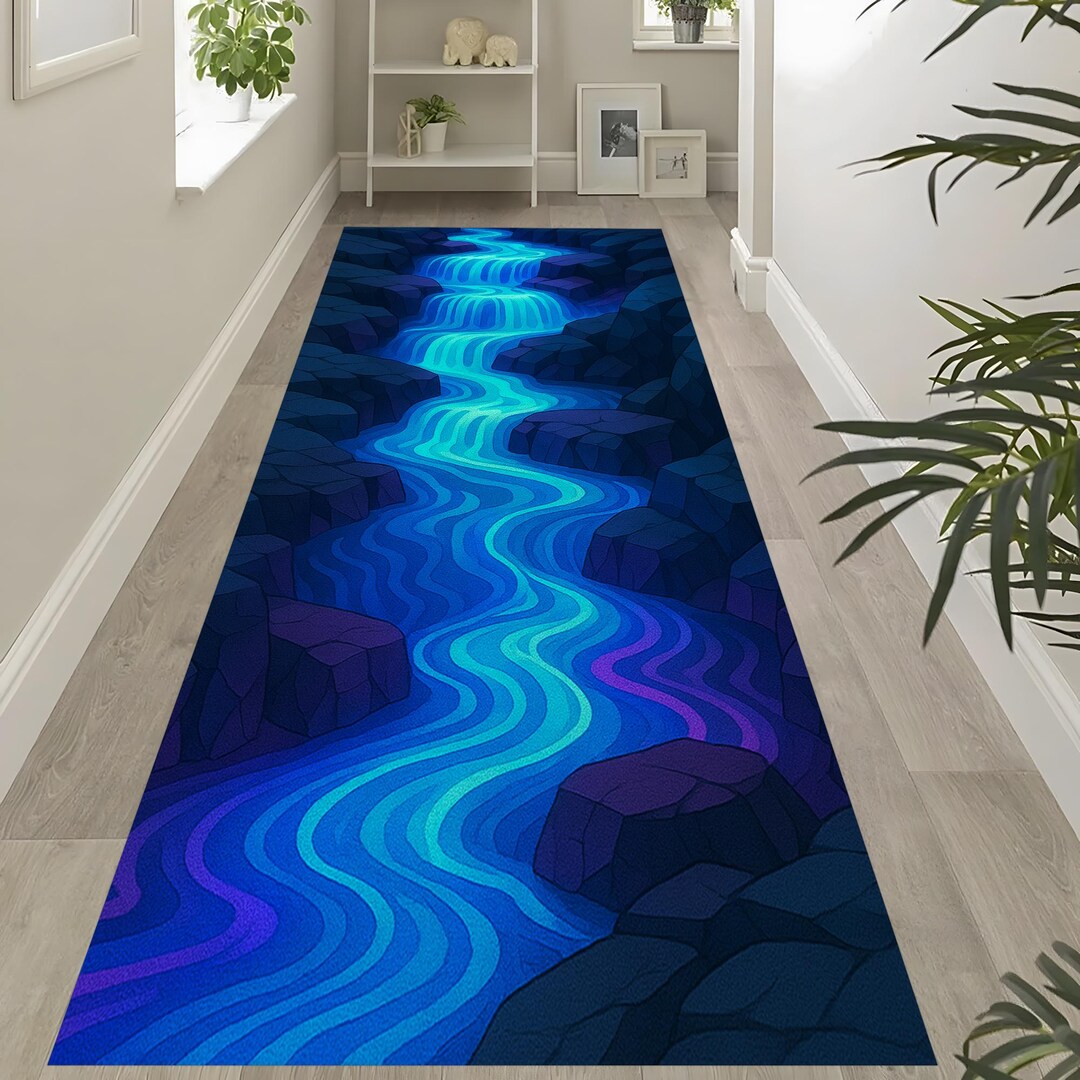 Bioluminescent River Rug: 3D Fantasy Waterfall Carpet - Etsy