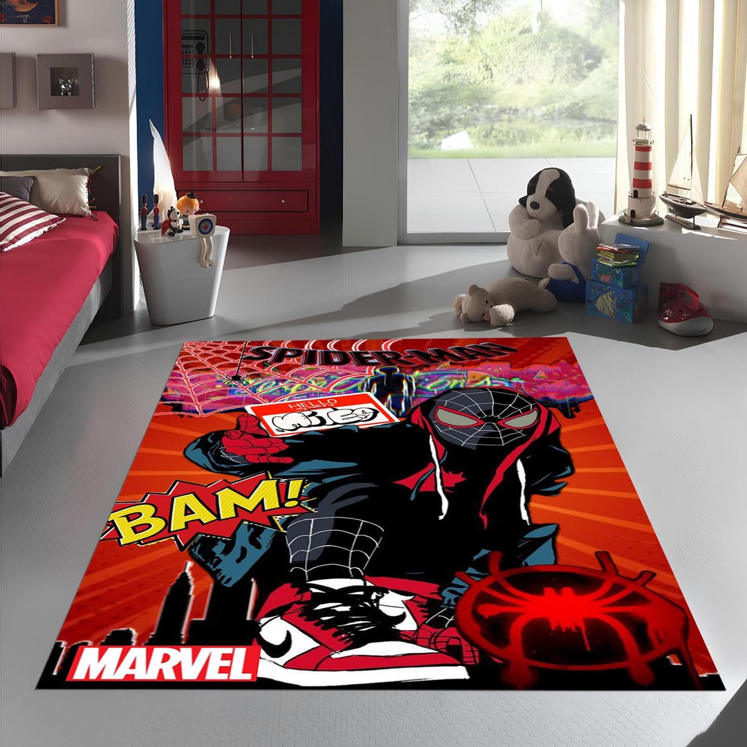 Spiderman Area Rug,spiderman Pattern Rug,spiderman Rug,spiderman Comic ...