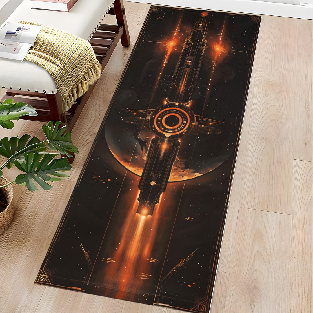Futuristic Rocket Ship Runner Rug: Sci-fi Galaxy Hallway Carpet - Etsy