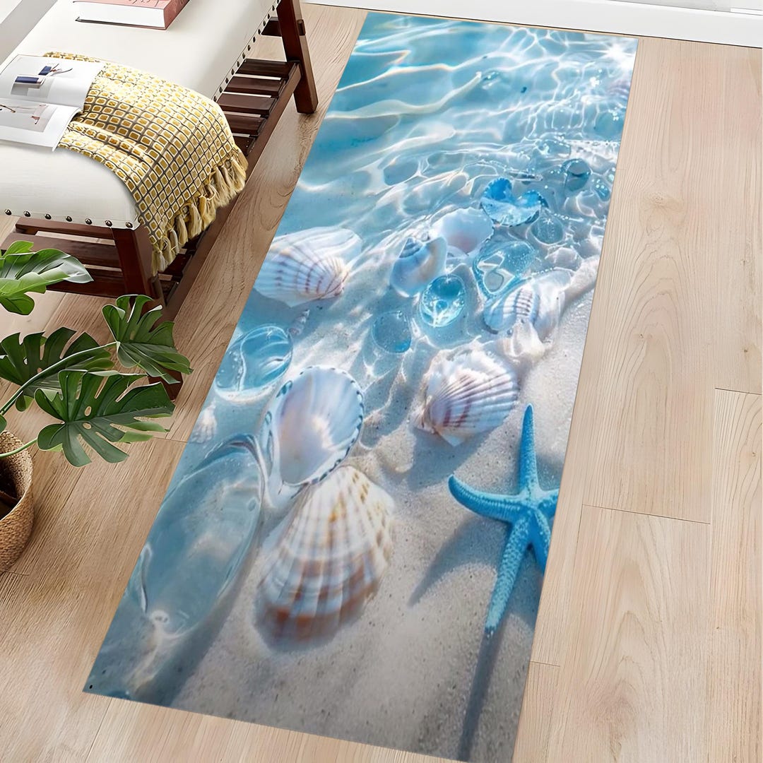 Seashells Runner Rug: Coastal Beach House Decor - Etsy