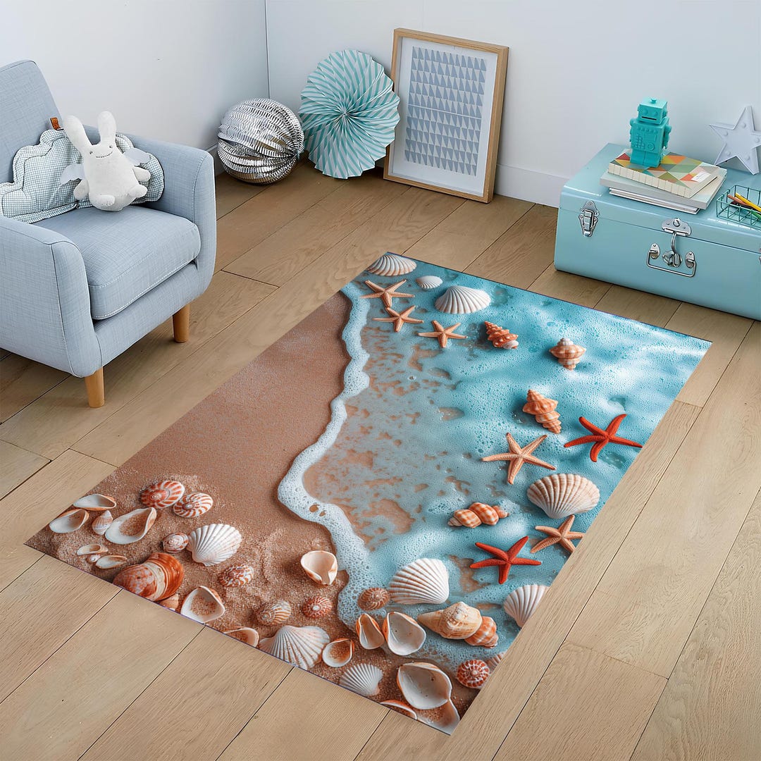Beach Picture Rug,beach Rug,beach for Living Room Rug,beach Art Rug,sea ...