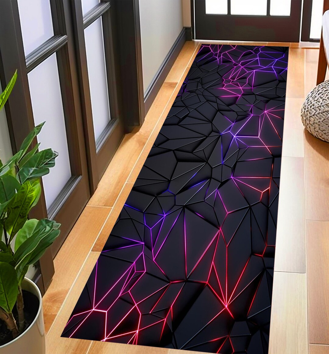 Purple Neon Runner Rug,neon Rug,neon Runner Rugs,hallway Rug,entry Rug ...