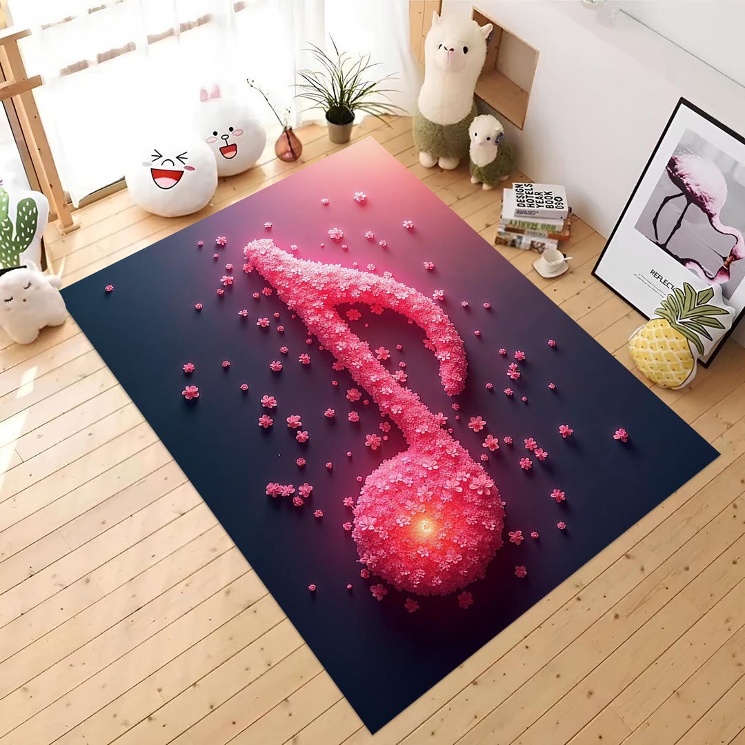 Note Rug,music Rug,custom Rug,black Red Rug,fantastic Rug,home Decor ...