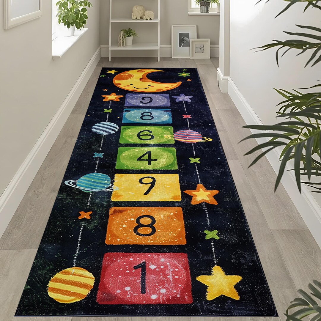 Space Hopscotch Rug: Galaxy Planets Kids Playroom Carpet - Etsy