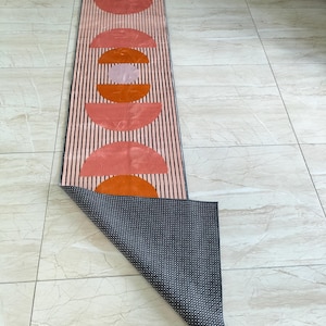 Mid Century Modern Runner Rug: Abstract Geometric Art, Non-slip Velvet ...