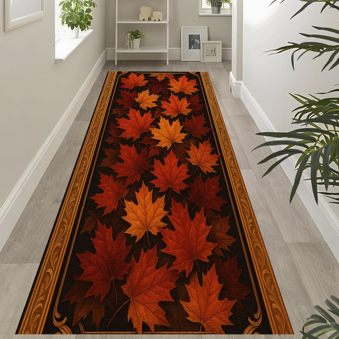 Fall Maple Leaf Rug: Brown Orange Autumn Runner - Etsy
