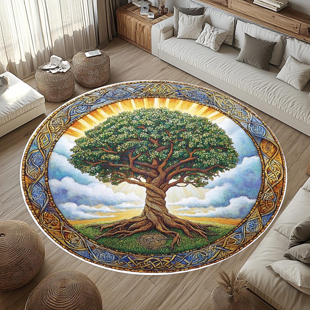Tree of Life Round Rug,tree of Life Decor Round Rug,tree of Life Gift ...