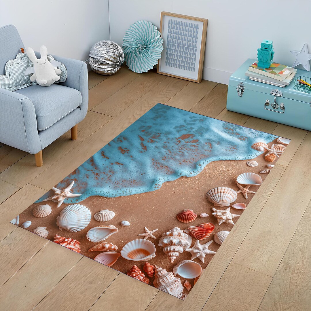 Beach Art Rug,sea Shells Rug,beach Picture Rug,beach Rug,beach for ...