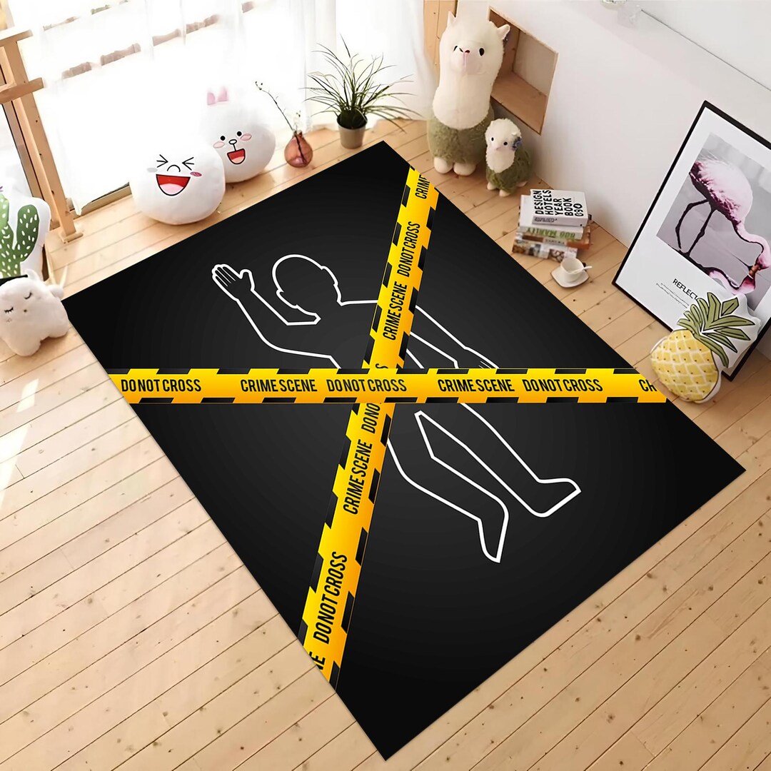 Crime Scene Rug, Police Line Rug, Do Not Cross Rug, Police Line Decor ...