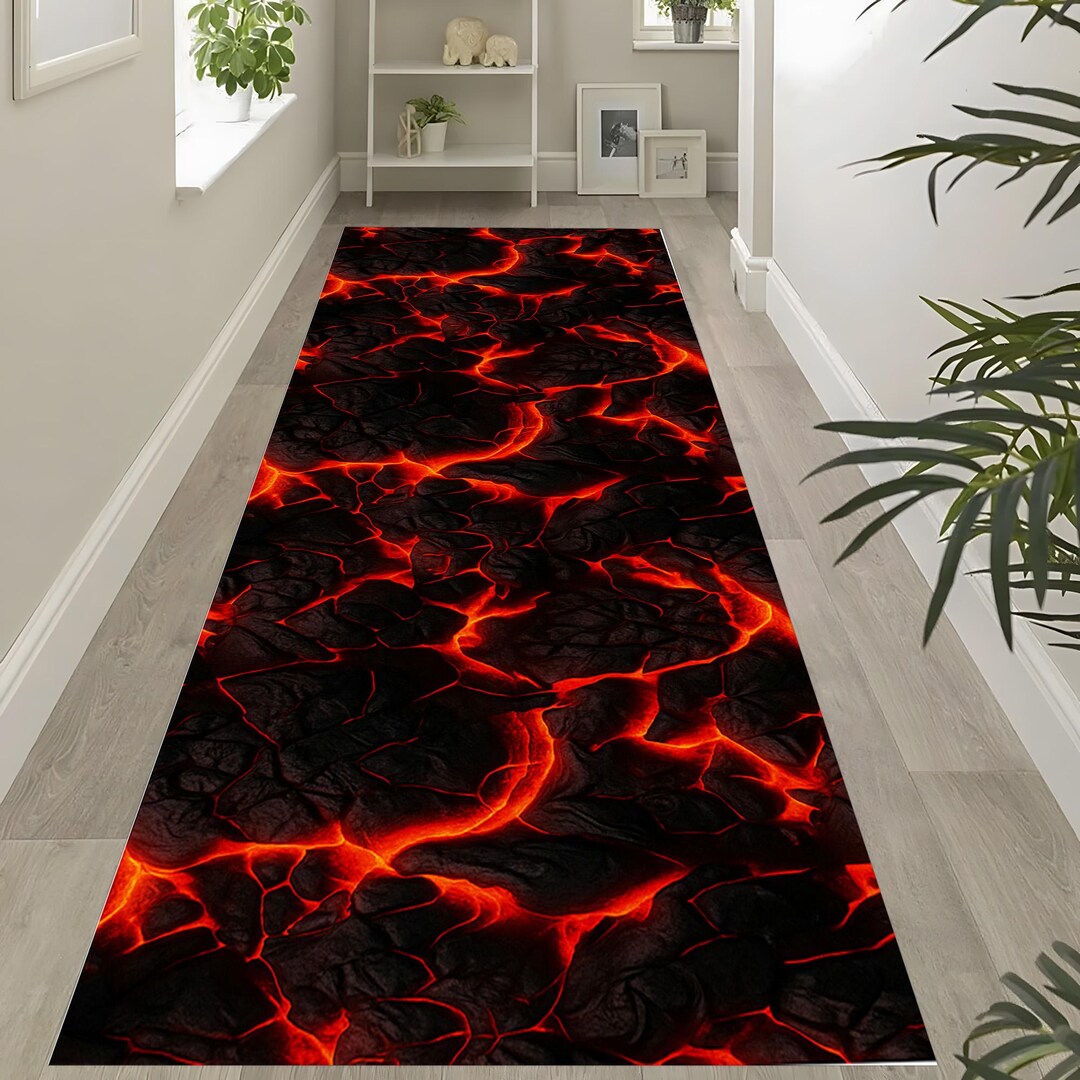 Lava Runner Rug: Modern Volcano Pattern, Hallway Decor - Etsy