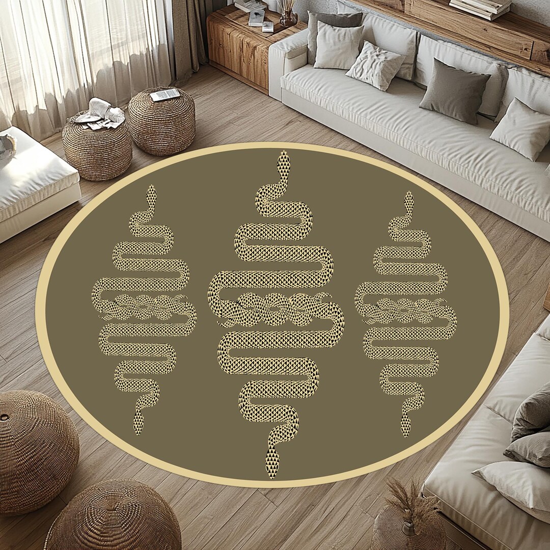 Snake Design Rug, Snake Round Rug, Snake Round Carpet, the Snake Round ...