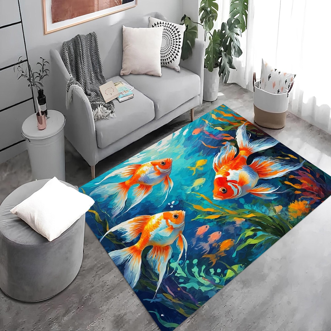 Aquarium Rug, Fish Rug, Fish Paterned Carpet,aquarium Carpet, Colorful ...