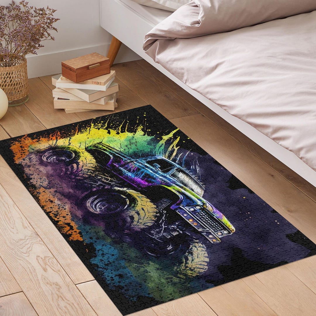 Monster Truck Rug, Monster Truck Rug for Bedroom, Racing Car Rug, Kids ...