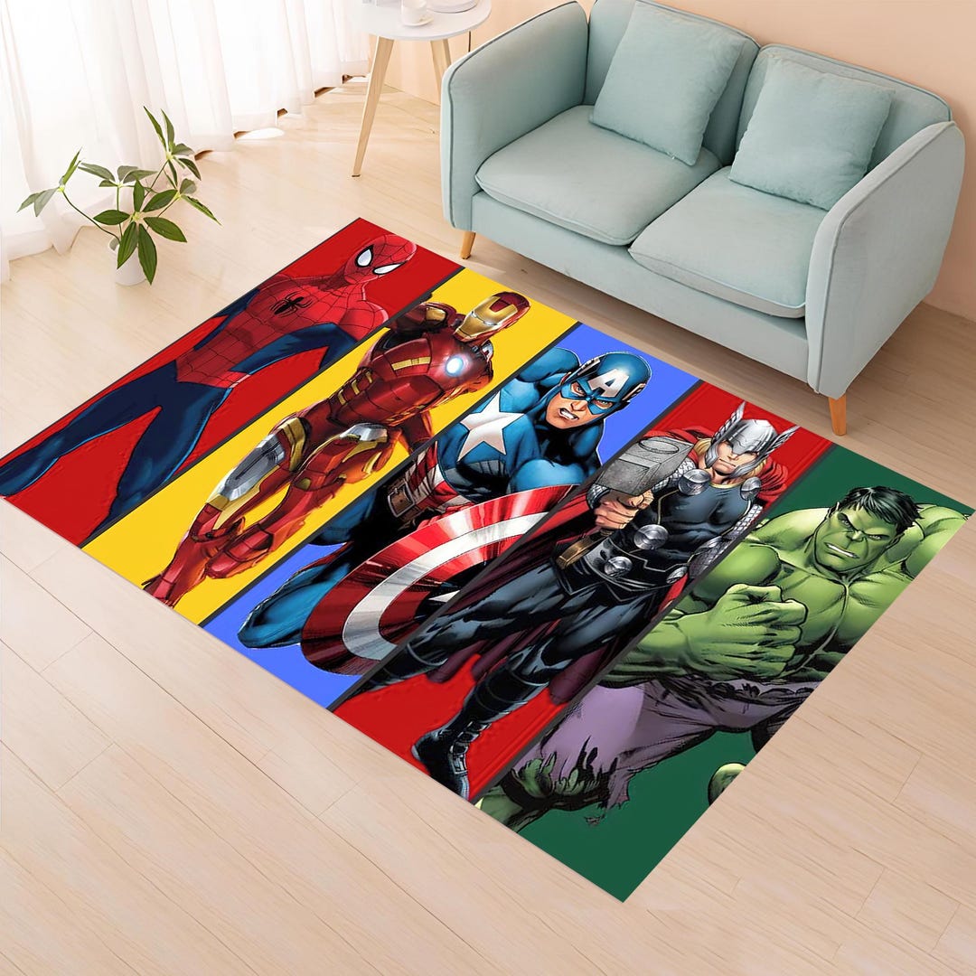 Spiderman Ironman Hulk Rug, Superhero Area Rug,super Hero Rug for Kids ...