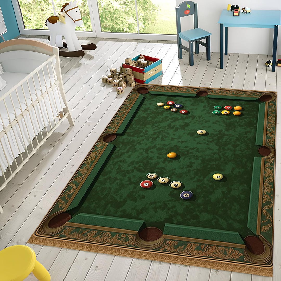 Billiards Pool Table Rug: 3D Game Room Carpet, Kids Playroom Decor - Etsy