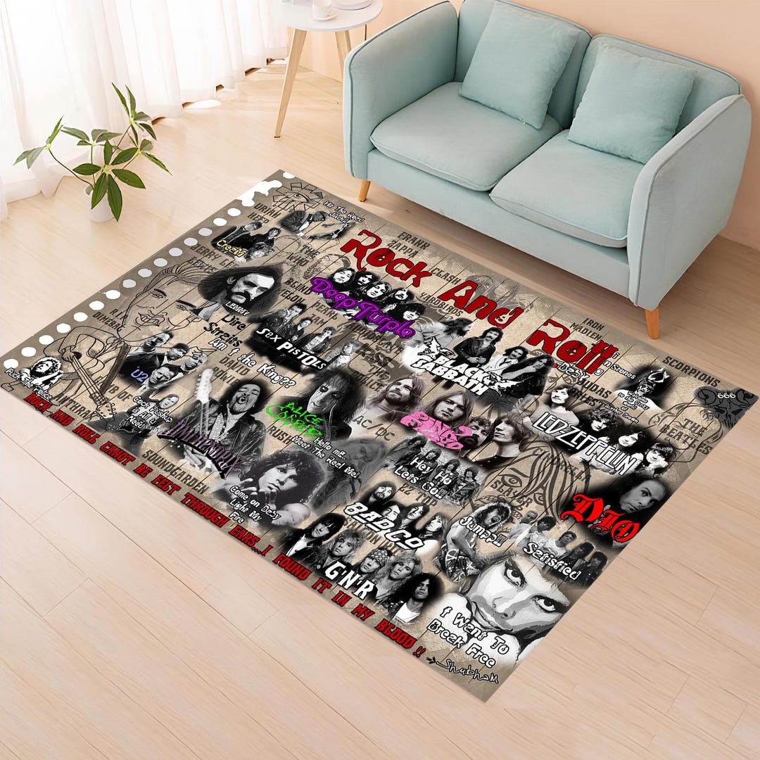 Heavy Metal Pattern Rugrockn Roll Groups Rug, Rock Bands Rug, Music ...