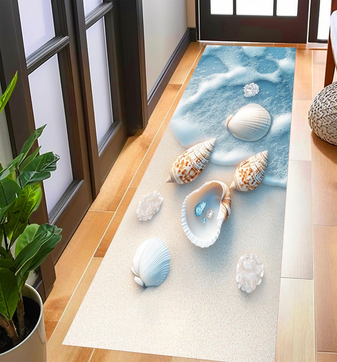 Beach Rug,summer Rug,sea Rug,sea Shells Runner Rug, Colored Corals ...