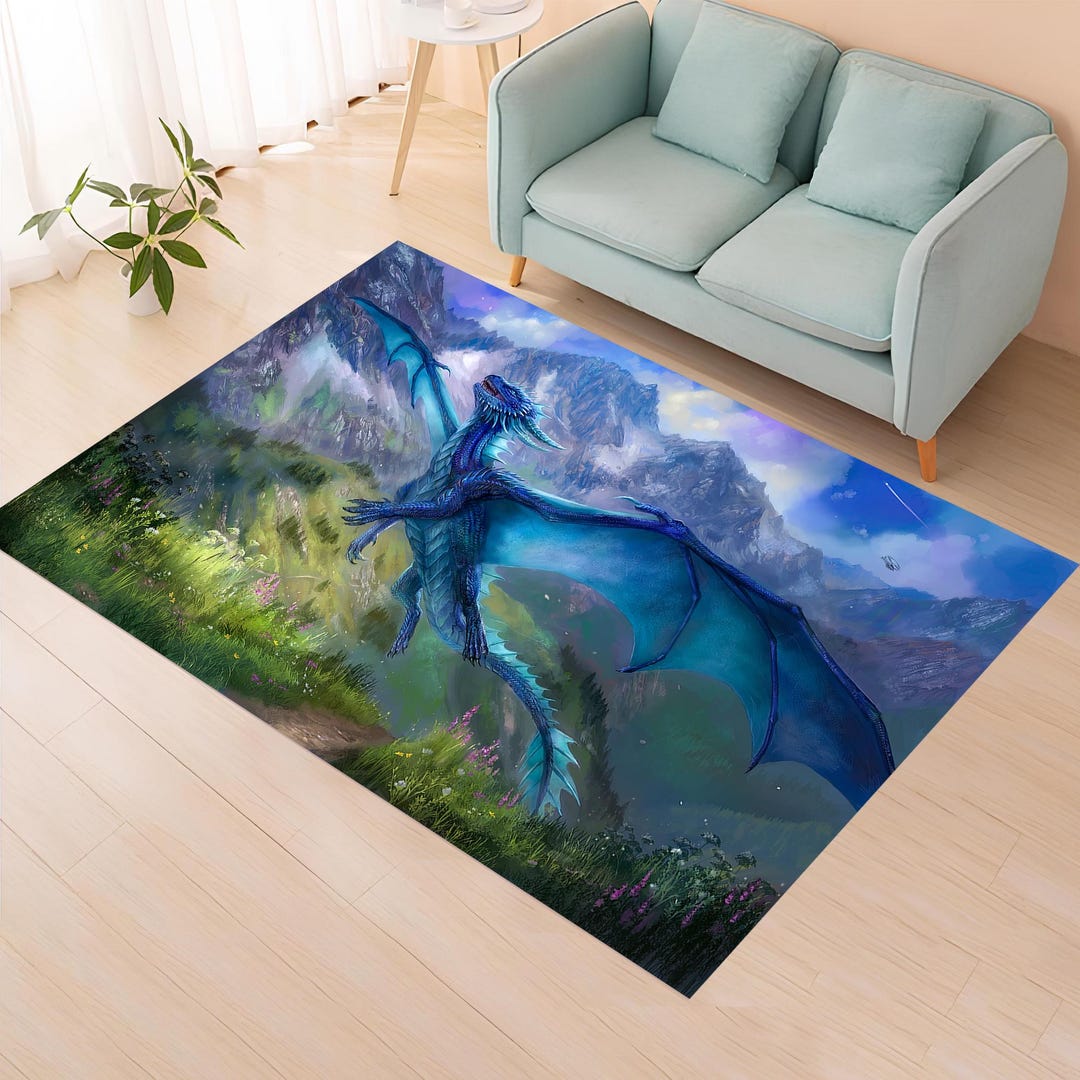 3D Dragon Area Rug: Fantasy Art, Dragon Gift - Etsy