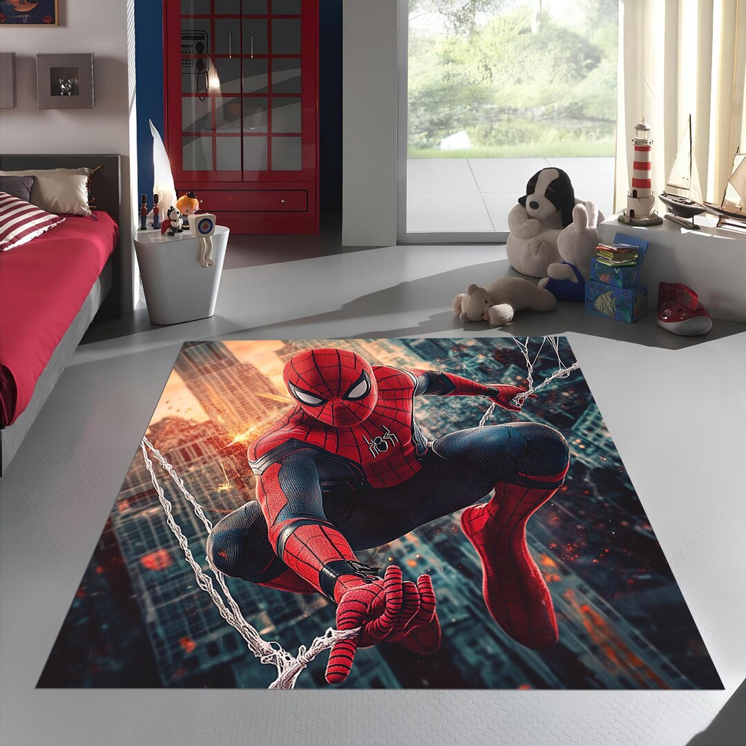 Spiderman Decor Rug,spider-man,cartoon Comics Rugthemed Rugboys Room ...