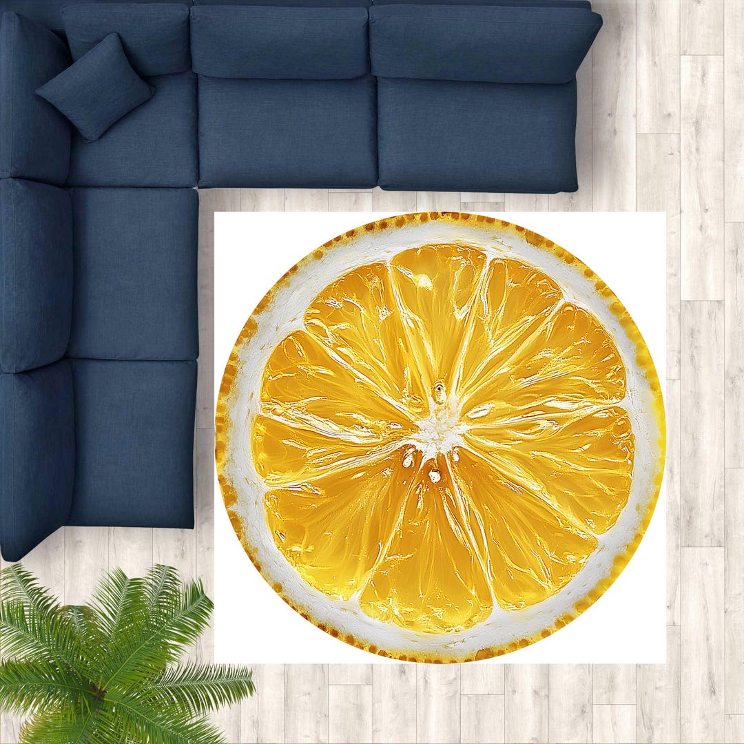 Lemon Round Rugs, Lemon Rugs, Kitchen Rugs,lemon Design Rug, Lemon ...
