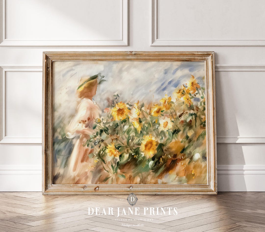 Sunflowers Field Art Print | Wall Art Painting | Vintage Print ...