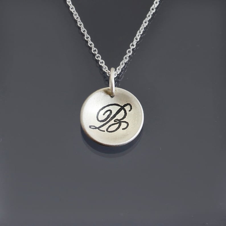 Sterling Silver Script Initial Necklace - Etsy