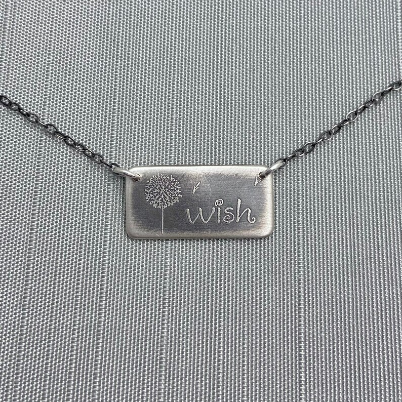 Sterling Silver Rectangular Dandelion Wish Necklace - Etsy
