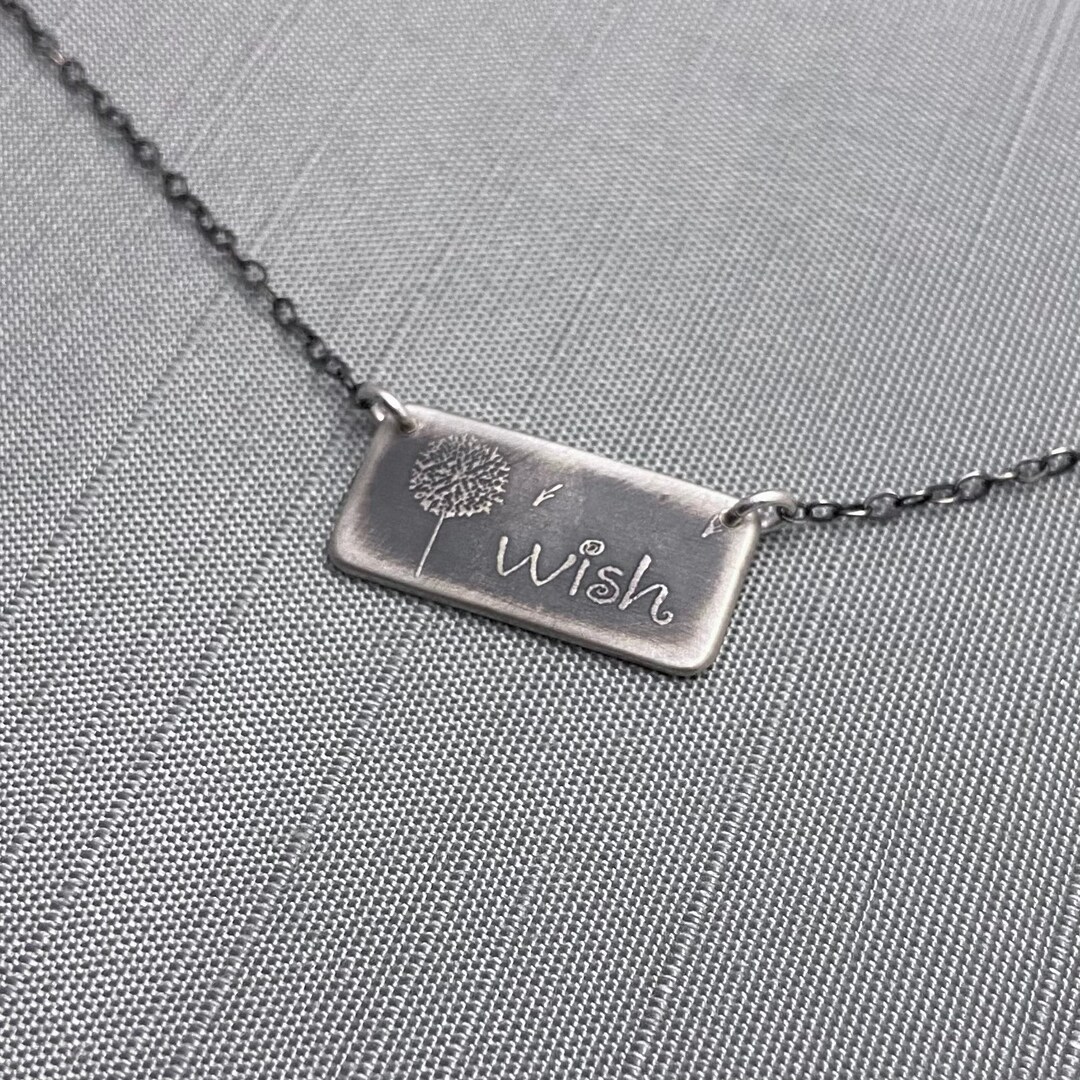 Sterling Silver Rectangular Dandelion Wish Necklace - Etsy
