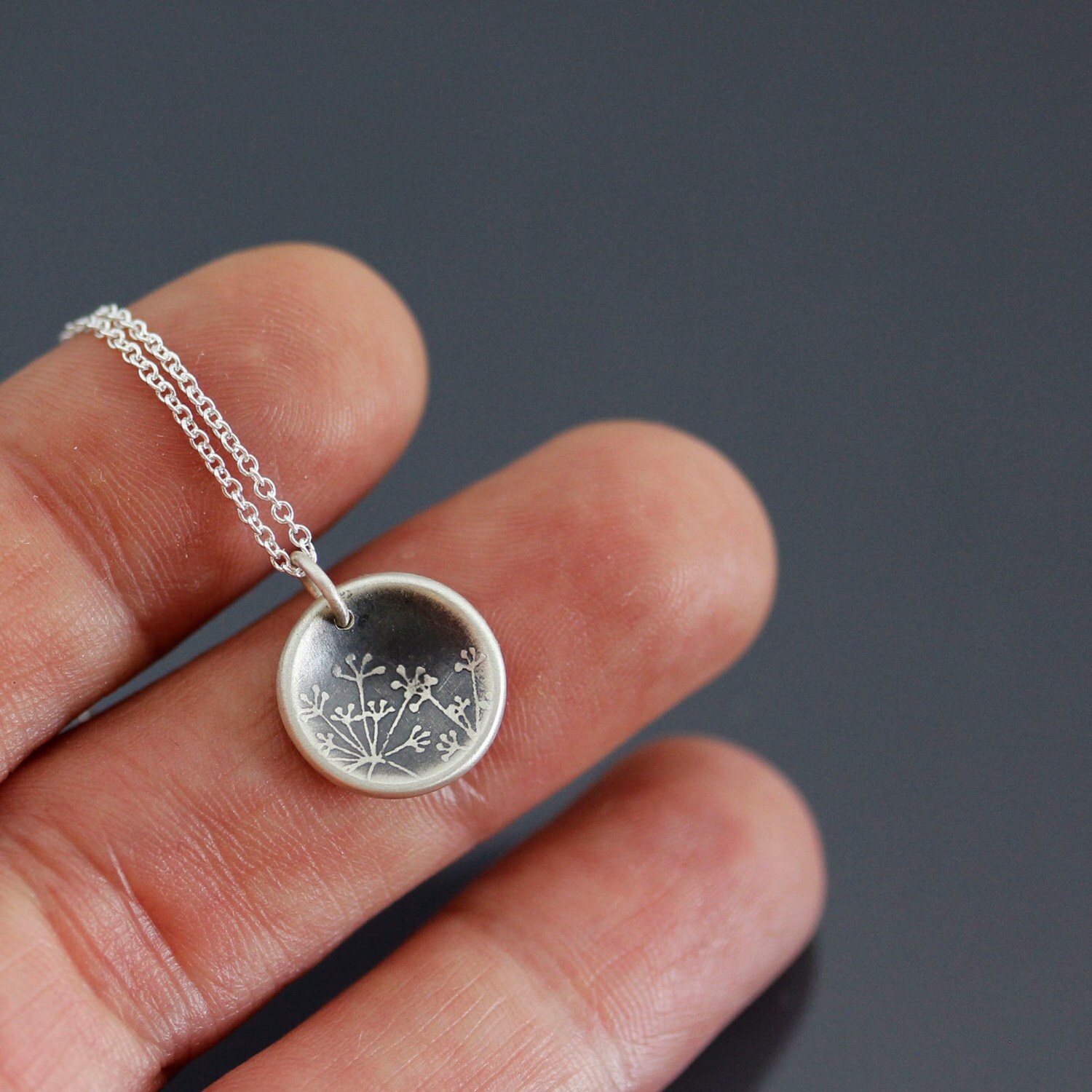 Tiny Cupped Sterling Silver Queen Anne's Lace Necklace - Etsy